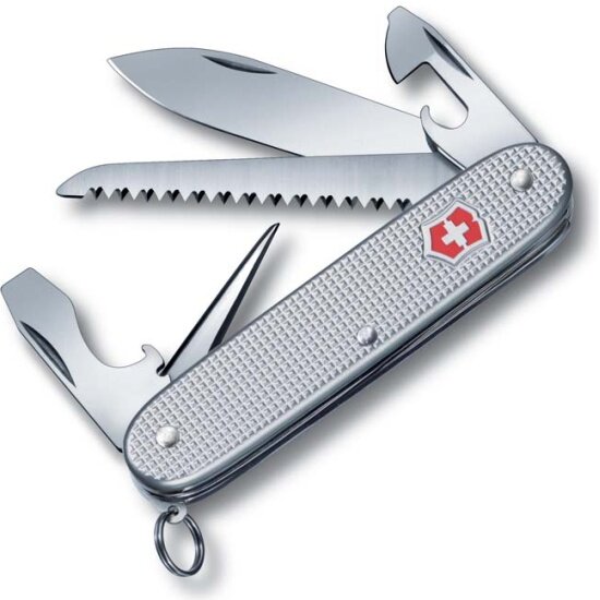 Нож Victorinox Farmer, 93 мм, 9 функций, алюминиевая рукоять, серебристый