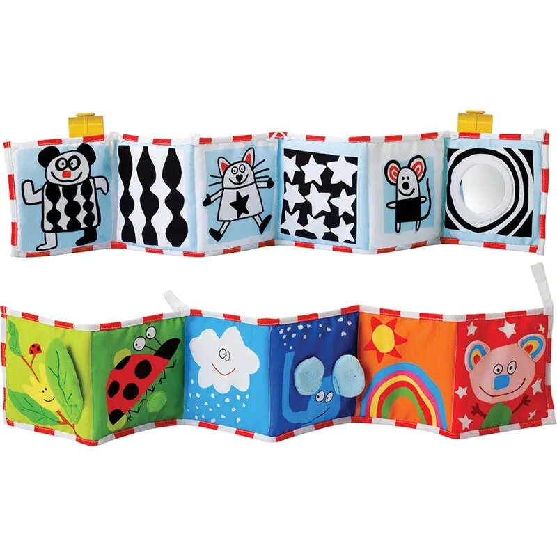 Тканевая книжка для малыша, животные, красная, colorful crib book
