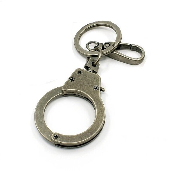 Основа под брелок, 110х43мм, кольцо-карабин с двойным кольцом и карабином, базовый материал - оловянный сплав, темно-серого цвета, 1 шт.