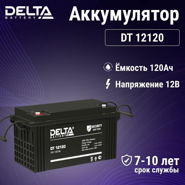 Аккумулятор Battbee Delta, влагозащитный корпус, черный, ОПС 12В, 120000мА. ч - 1шт
