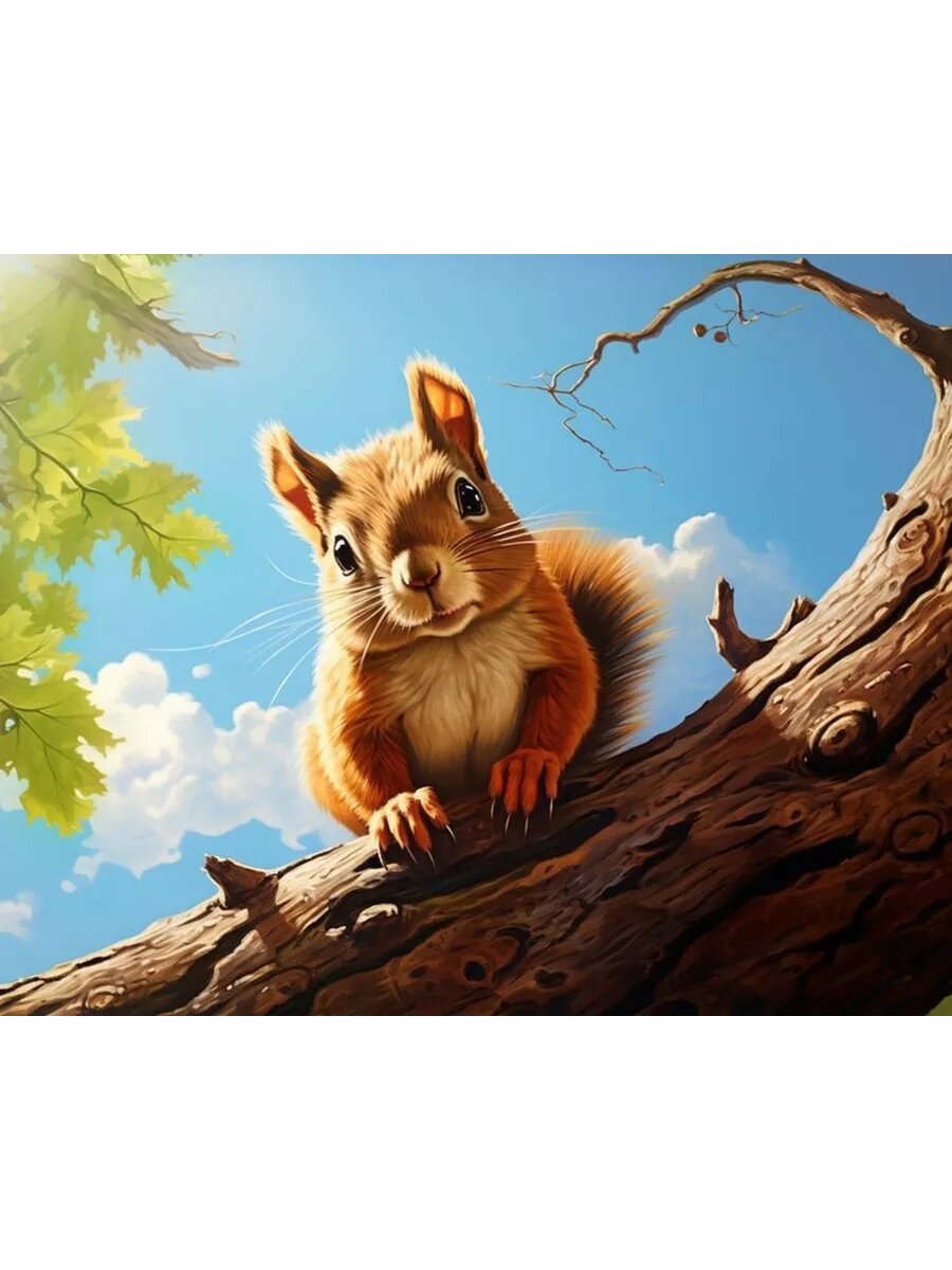 Картина по номерам Белочка на дереве (х. Яковец Е.) 40х50 см