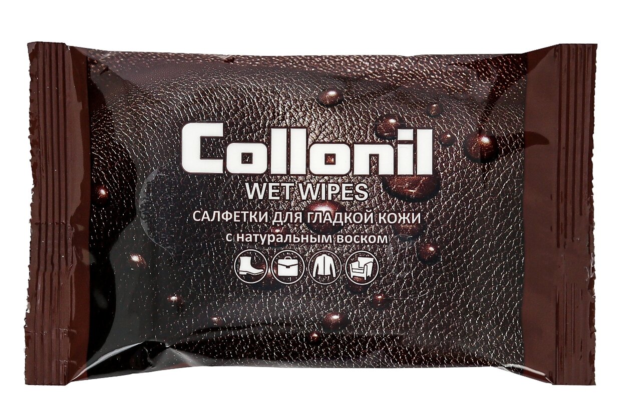 Влажные салфетки Collonil для ухода за гладкой кожей с натуральным воском, 15шт