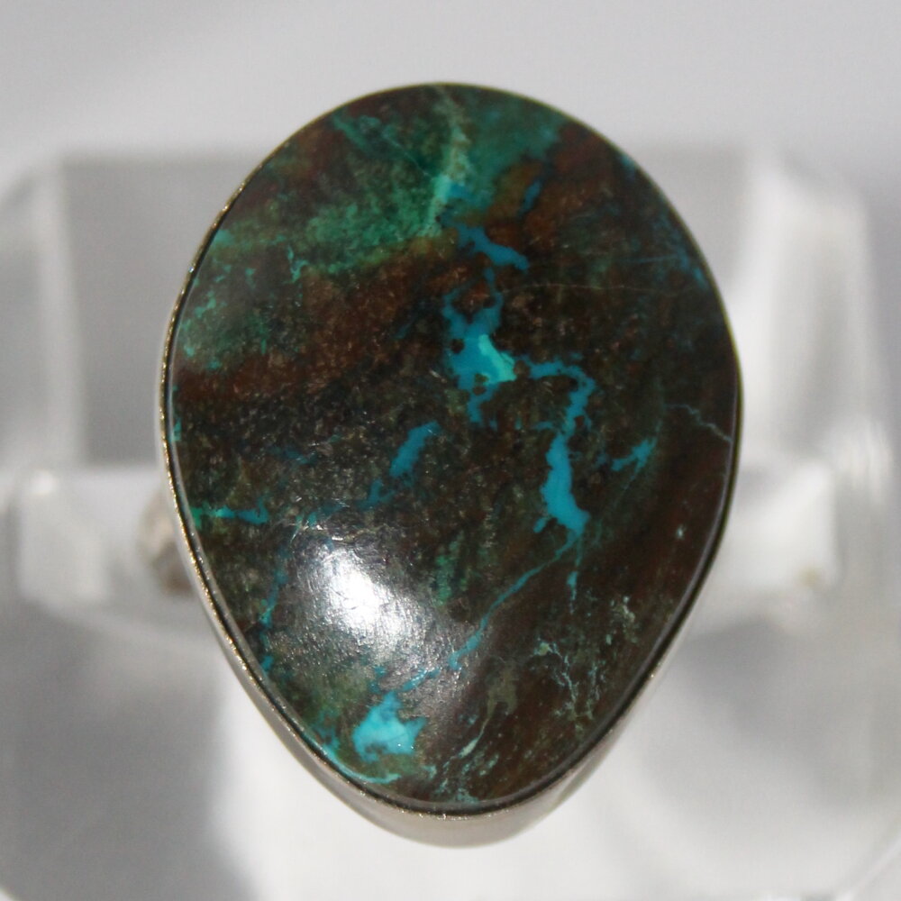 Кольцо, хризоколла, малахит