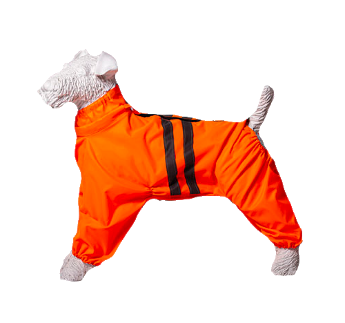 Дождевик-комбинезон для вельш корги кардиган кобеля, повышенной прочности, цвет оранжевый, со светоотражающими полосами