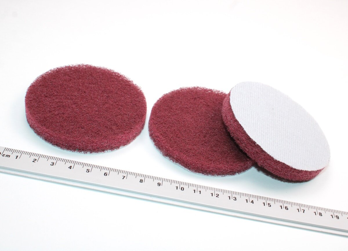 Круг скотч-брайта на липучке, красный(набор 3 шт.)