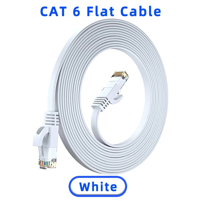 Cat6 короткий плоский Ethernet кабель RJ45 cat 6-white, 5M