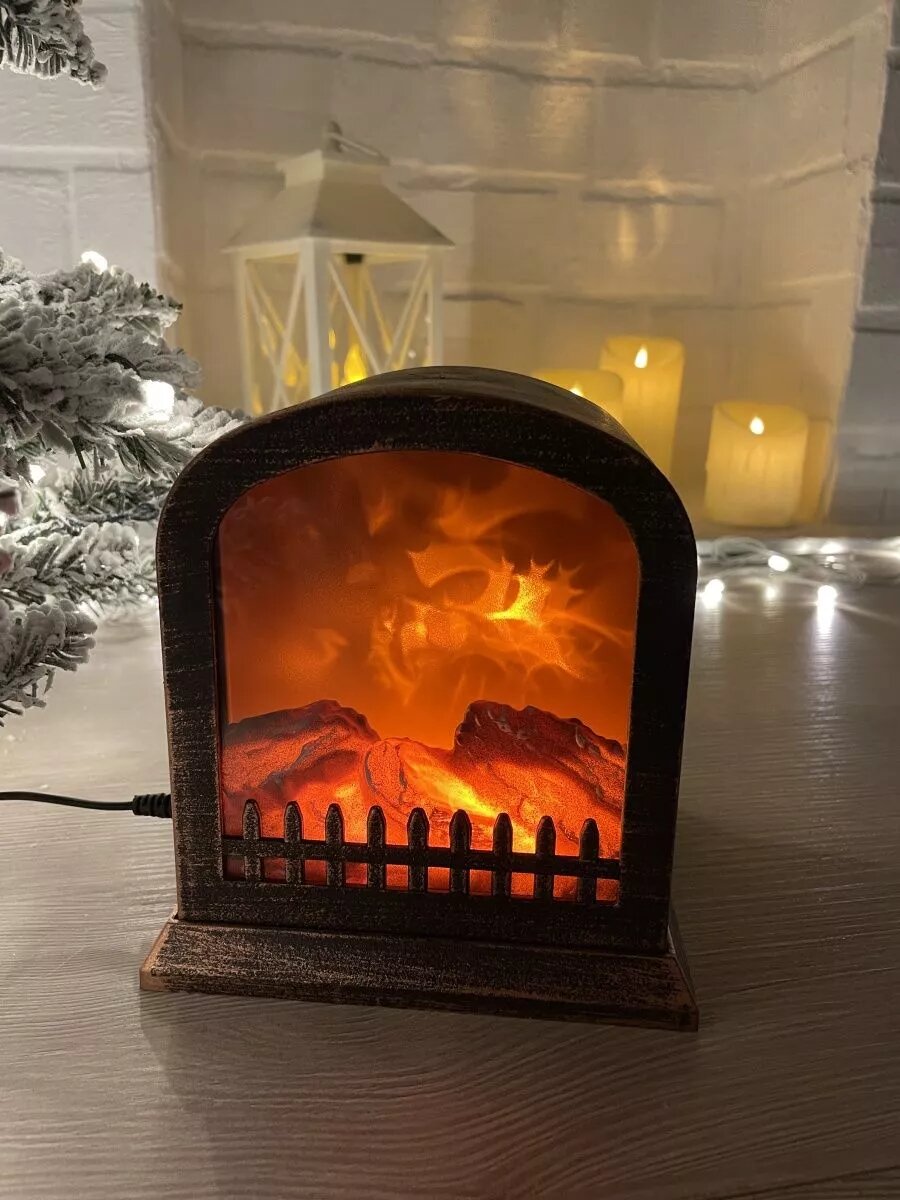 Светодиодный Камин Декоративный Подарок на Новый Год сувенир
