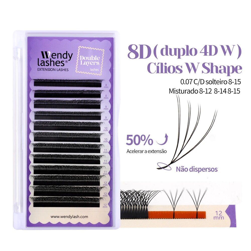 Wendy Lashes 8D (Double 4D W) Cílios W Shape Mix(8-14)