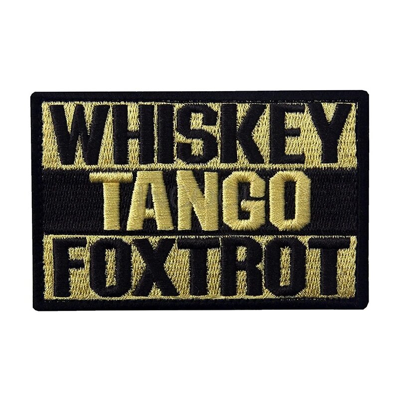 Вышитая нашивка Whiskey Tango Foxtrot, желтая