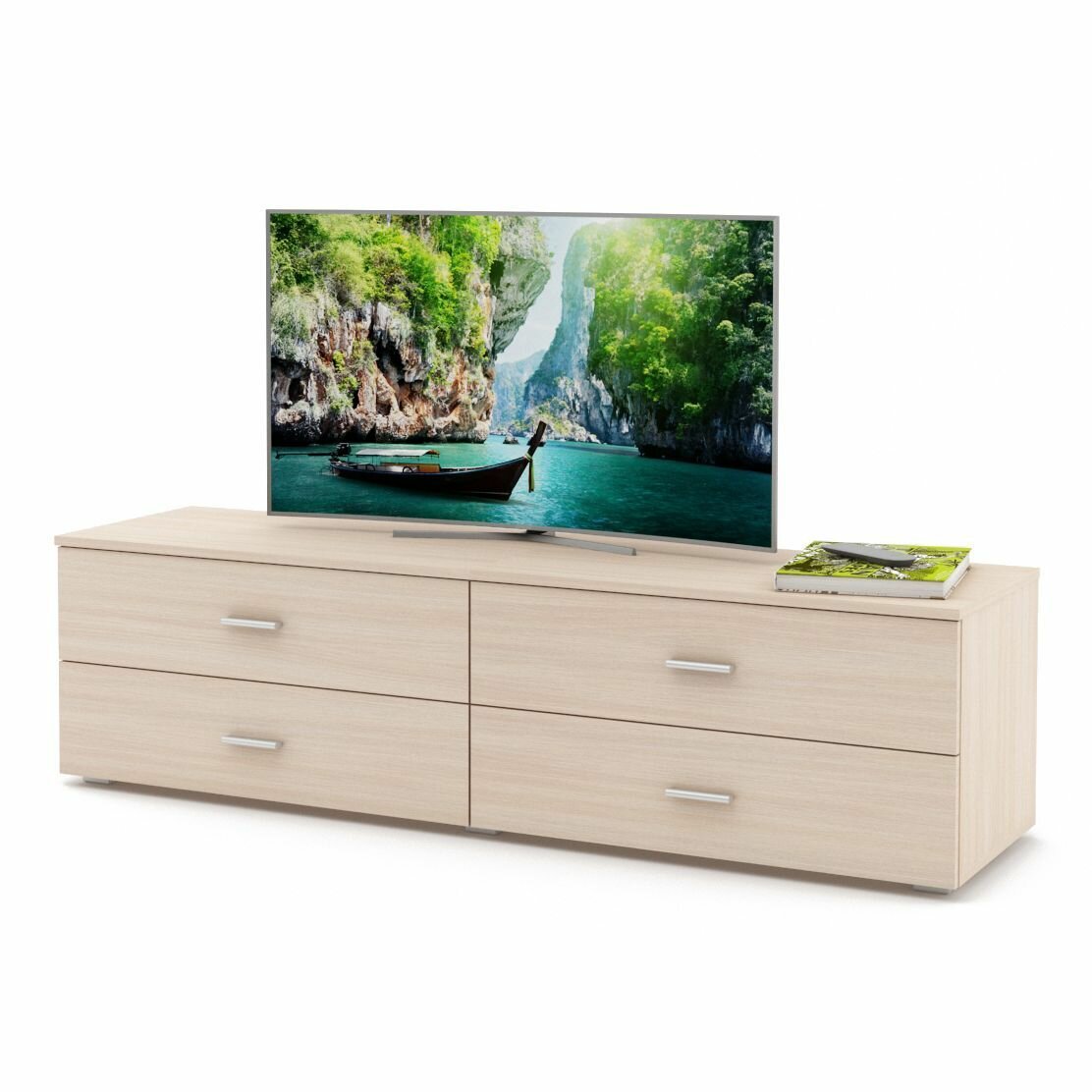 ТВ-тумба "Мартин-6", дуб молочный, 160,4x40х43,4 см, 4 ящика