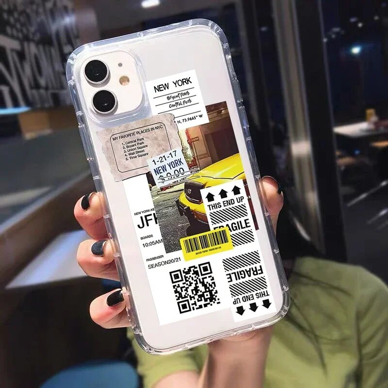 Чехол для iPhone 11 с этикетками Нью-Йорк