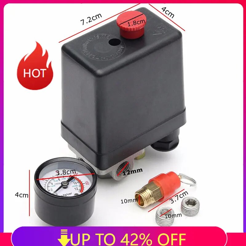 Однофазный воздушный компрессор BSP 4 порта 12 бар