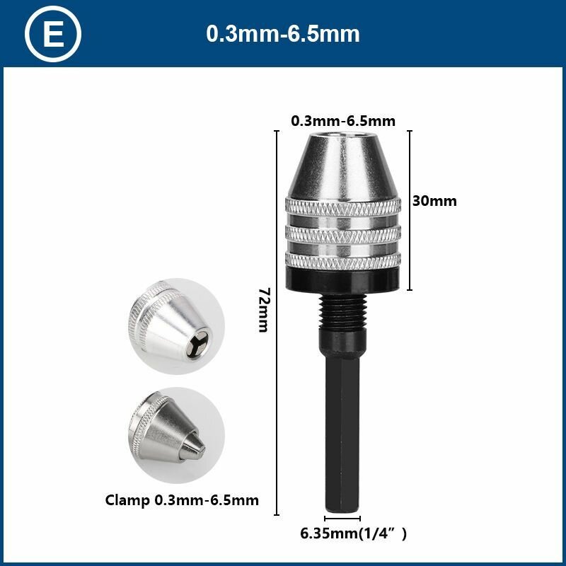 Патрон сверлильный XCAN с шестигранным хвостовиком, 0,3-6,5 мм