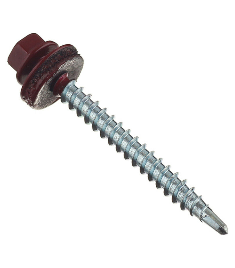 Саморезы кровельные с буром 50х4,8 мм металл-дерево красное вино RAL 3005 (250 шт.)