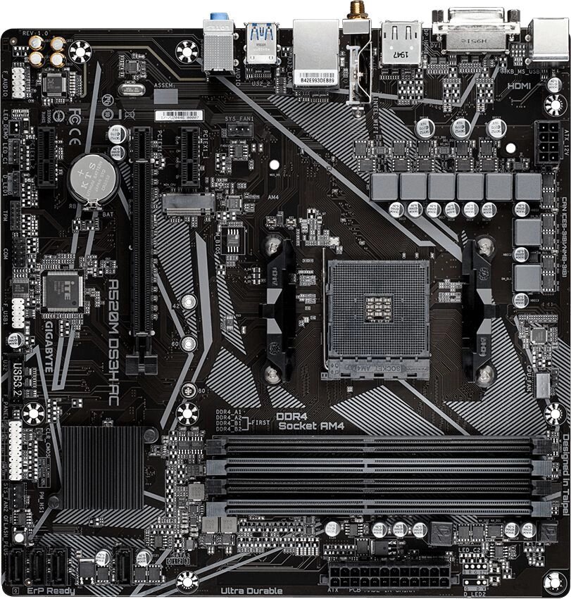 A520M DS3H AC / Материнская плата Gigabyte A520M DS3H AC, SocketAM4, AMD A520, mATX, Ret