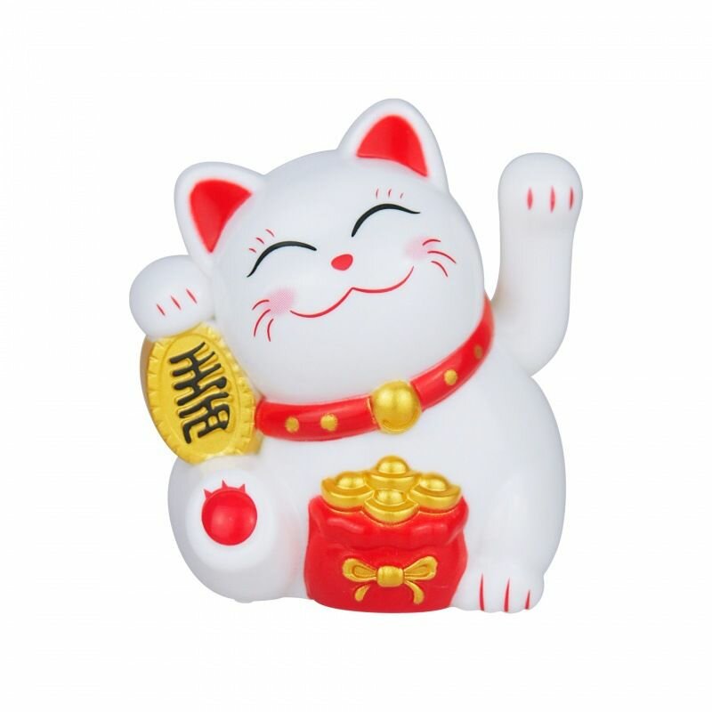 Статуэтка Манеки Неко - Денежный Кот Счастья и Удачи белый (Maneki Neko)