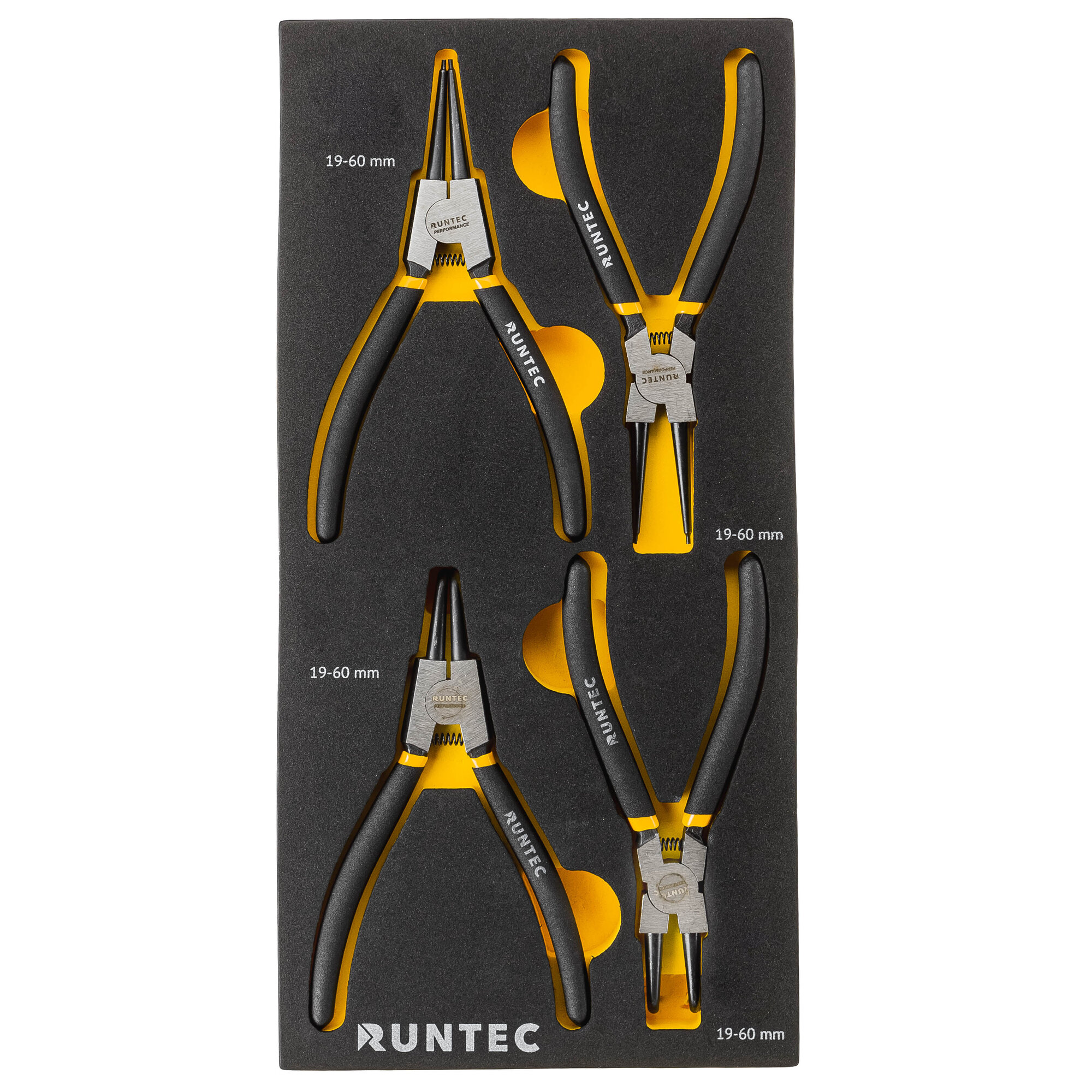 RUNTEC RT-SRP1E4 Набор съемников стопорных колец RUNTEC CrV 180 мм в ложементе EVA, 4 предмета