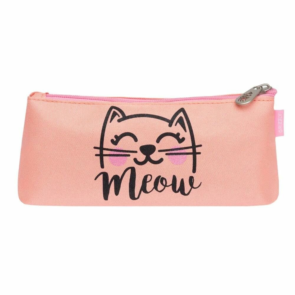 Пенал-косметичка Grizzly 22х9х6 см персиковый, полиэстер (PL-33-15/2)