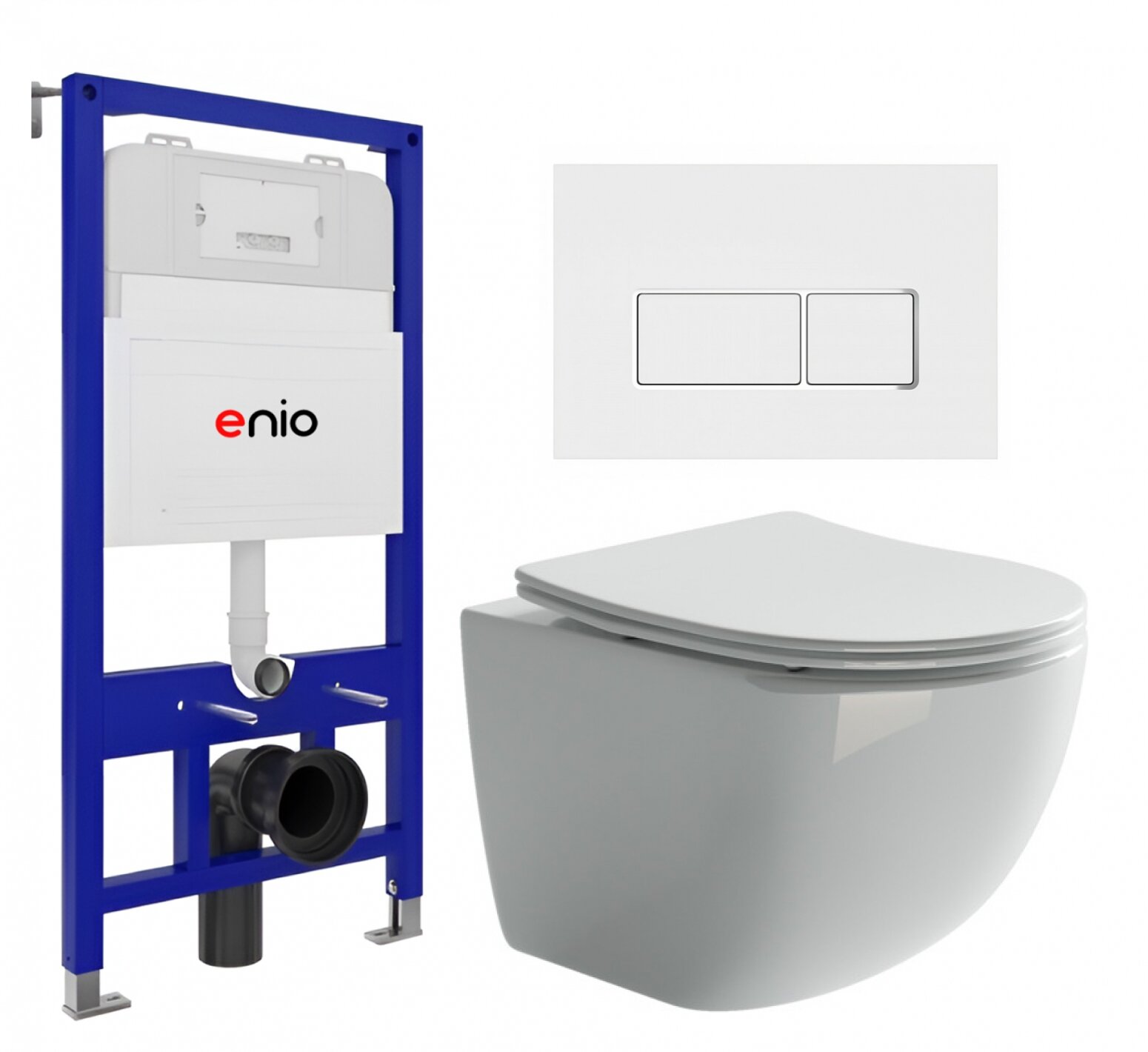 Комплект 3 в 1 инсталляция Enio Tecnico 52 EN8050052 + Унитаз подвесной Ceramica Nova Forma CN3009 + кнопка белая, окантовка хром Rettangolo