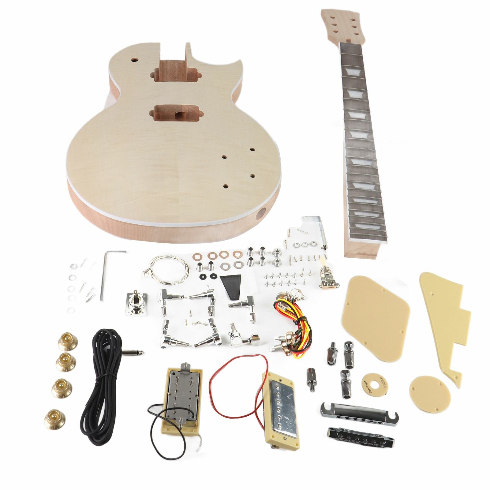 Электрогитара в стиле LP DIY Kit, 6 струн, 22 лада, корпус из красного дерева, гриф из палисандра, незаконченный набор гитар для начинающих с простой сборкой