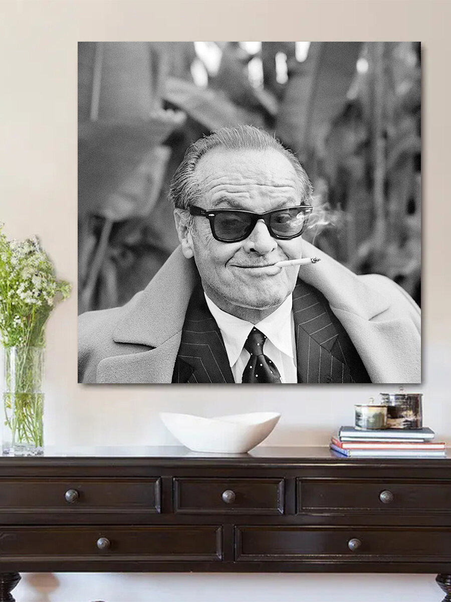 Джек николсон / Чёрно-белая картина, картина в интерьер / в кабинет, 40х40 см.