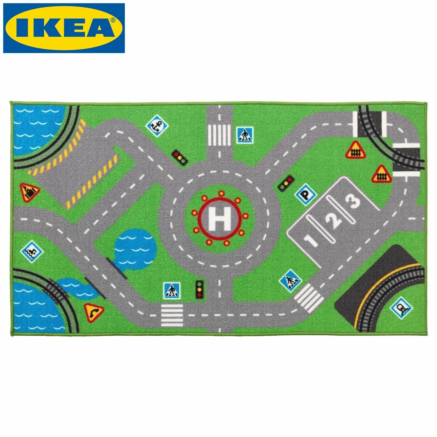 Ковер детский IKEA. Коврик для детской комнаты, зеленый, 75x133 см. Икеа STORABO сторабу.