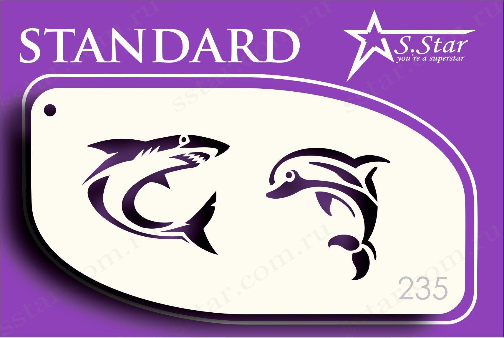 Трафарет для аквагрима постоянного пользования, акула, дельфин