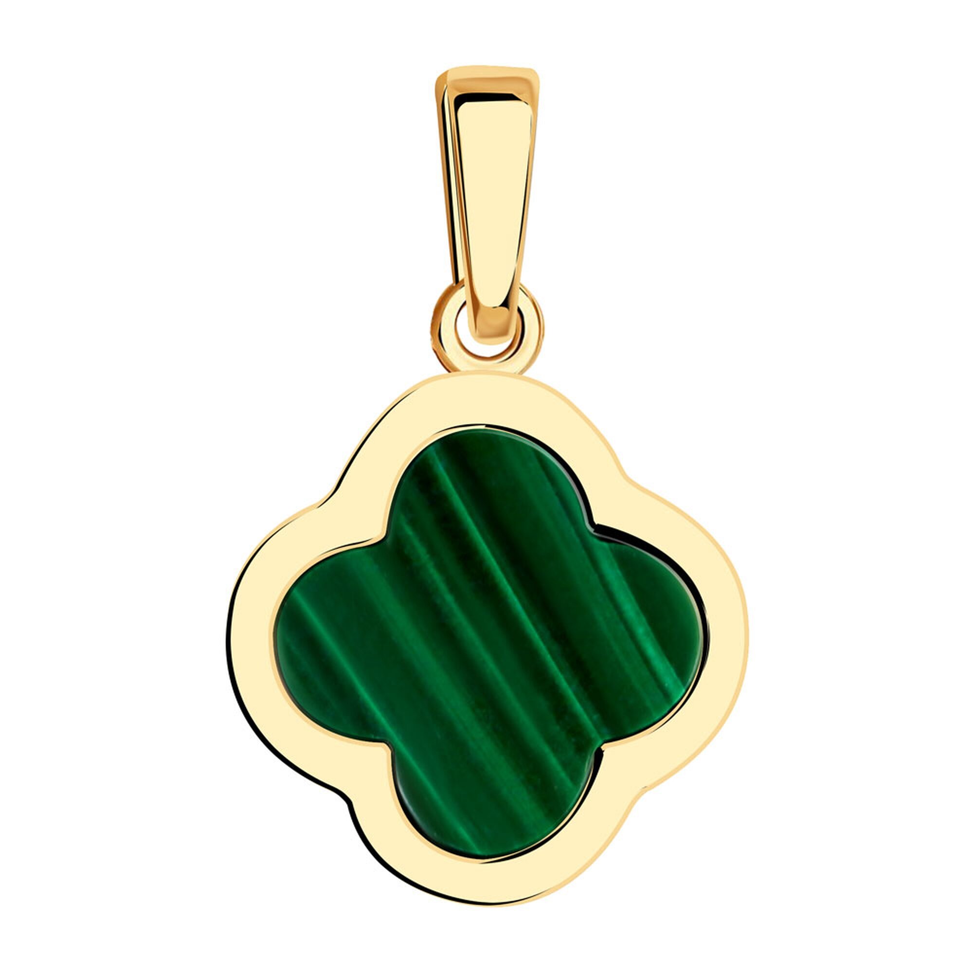 Подвеска, красное золото, 585 проба, малахит