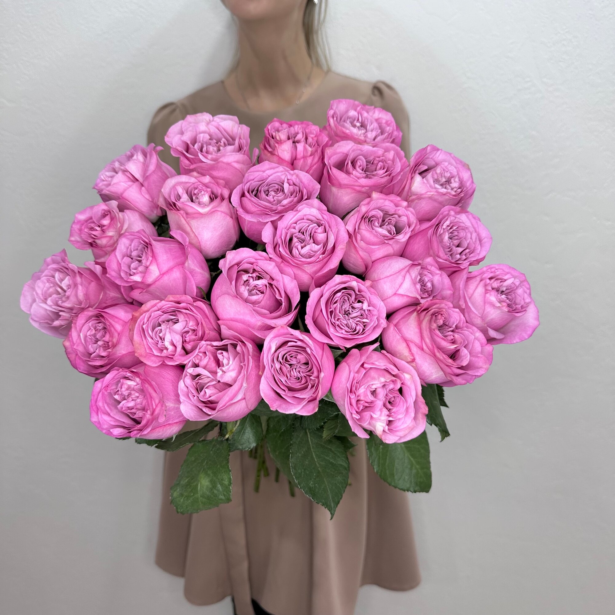 Букет из розовых роз 25 штук, премиум качества, размер М, букет шикарный
