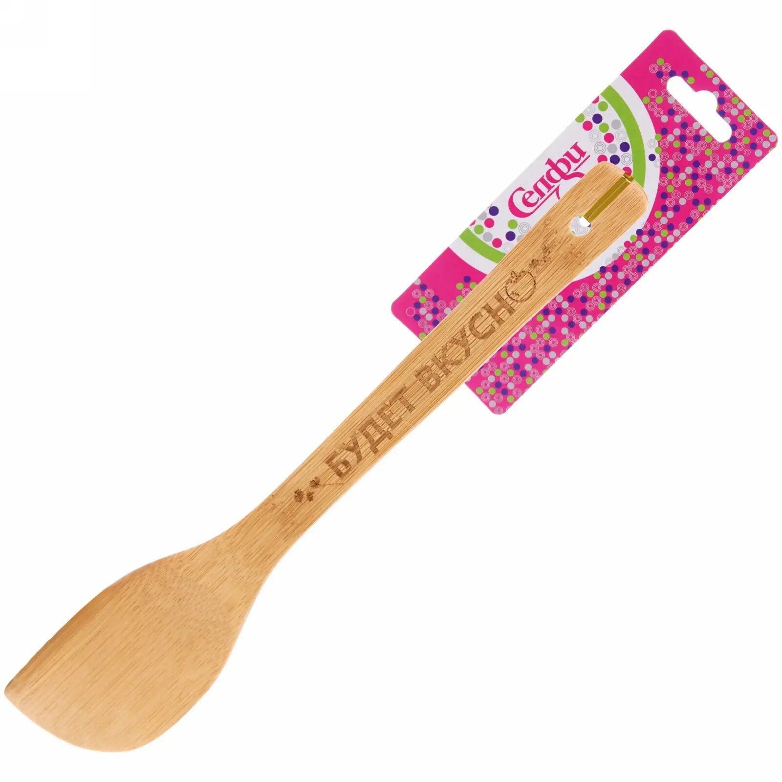 Лопатка бамбуковая скошенная 30х6см, антимикробная, для антипригарной посуды