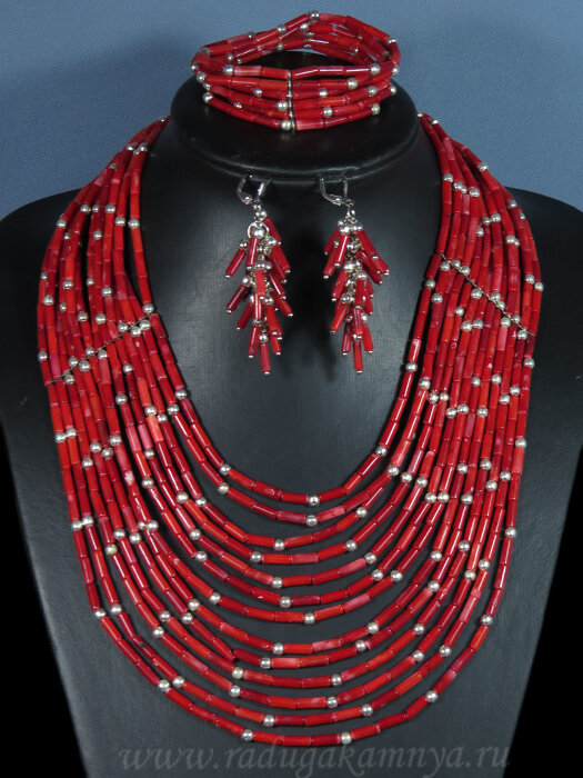 Колье, коралл