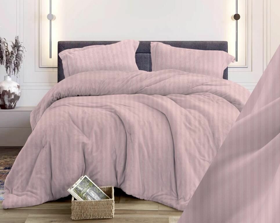 Комплект постельного белья 1,5-спальный, бязь "Комфорт"(220) (Страйп, пудровый)
