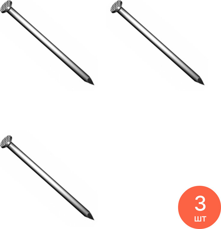 Гвозди строительные оцинкованные, стальные, 1.2×20мм, 1кг / крепеж и фурнитура (комплект из 3 шт)