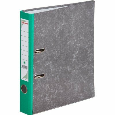 Папка-регистратор Комус мрамор. карт 50мм зел. кореш, бум/бум, карм. кор, мет. уг, 172049