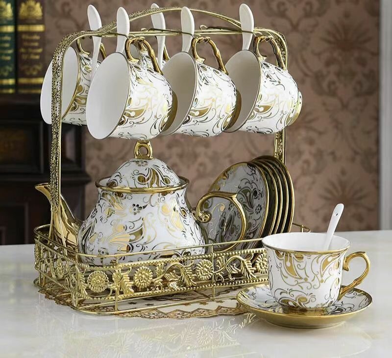 Чайный сервиз Икеа "Элегантная русская классика", фаянс, 14 пр, 6 персон