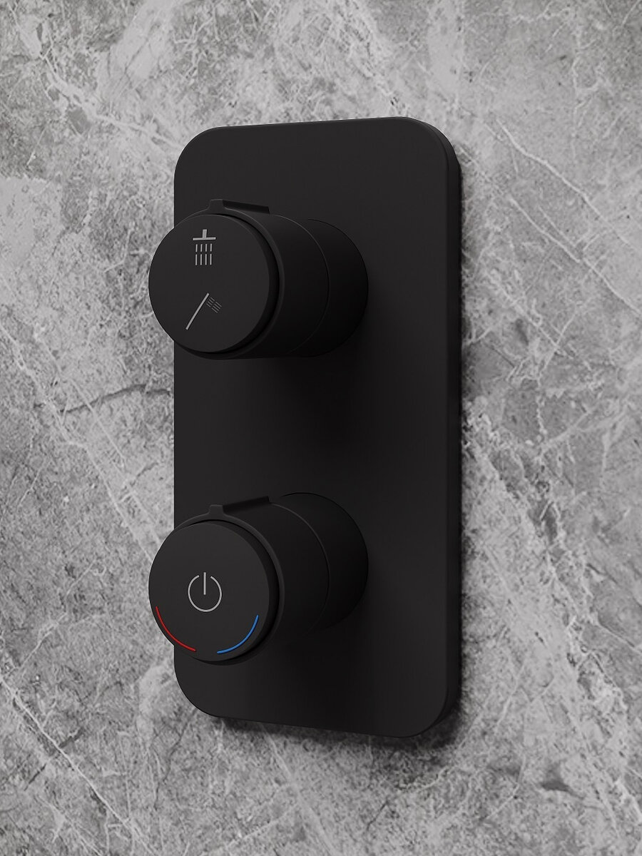 Встраиваемый смеситель с двумя выходами IDDIS Slide SLIBLBTi67 с кнопочным управлением черный матовый