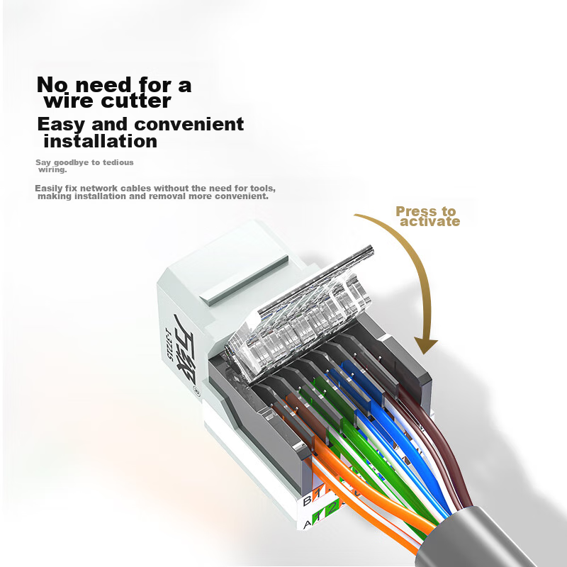 CAT5e Network Module, No Need to Punch Down, RJ45 Connector, Computer Network Socket, Connection Head, 1-37115 — фото 1