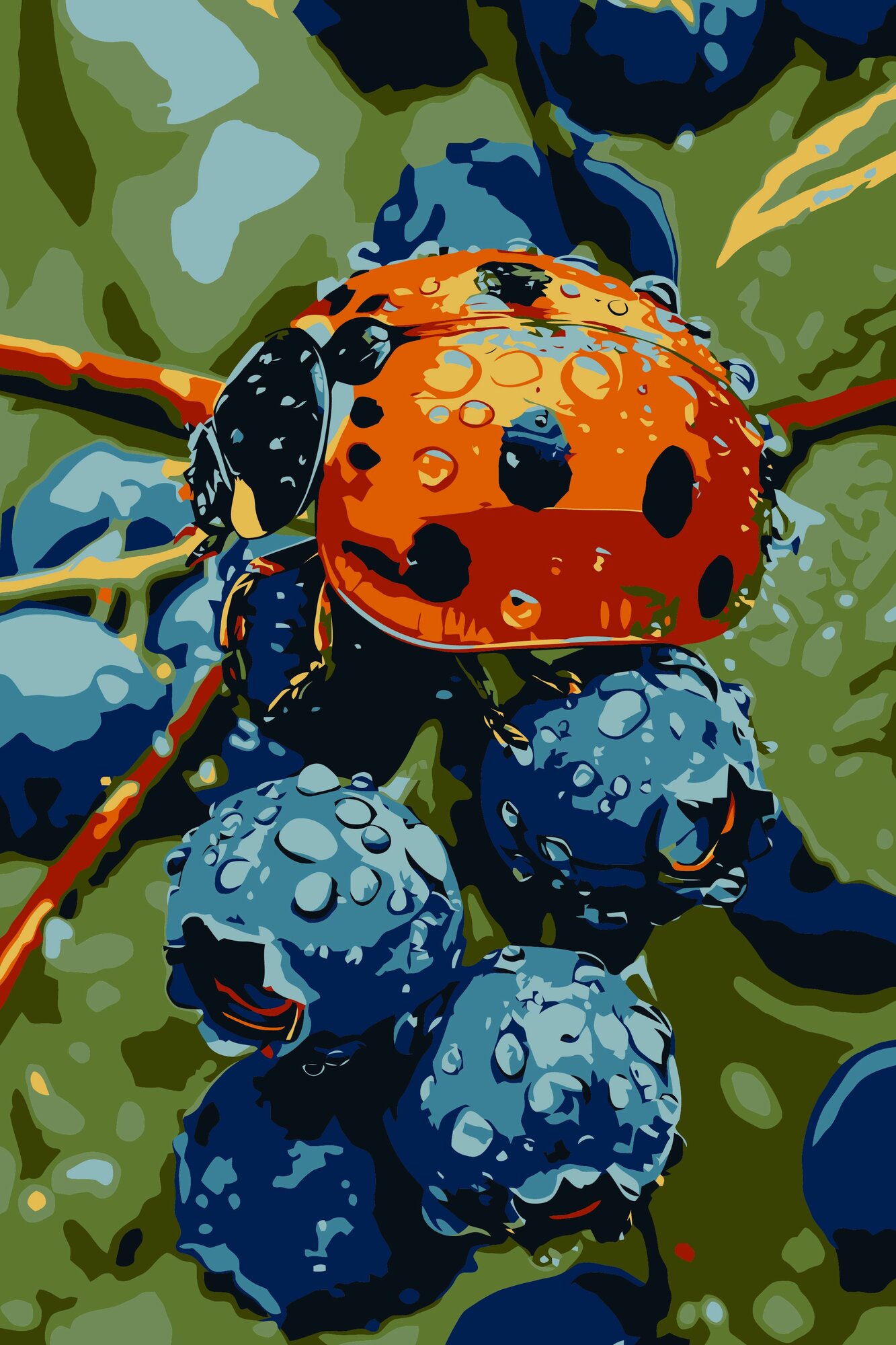 Детская картина по номерам E3406 "Насекомые - Божья коровка" 20x30