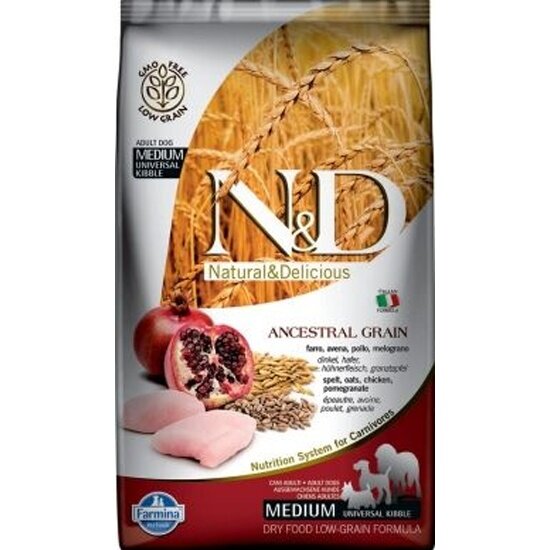 Корм сухой для собак Farmina N&D низкозерновой курица, спельта, овес и гранат для взрослых собак медиум и макси 15 кг