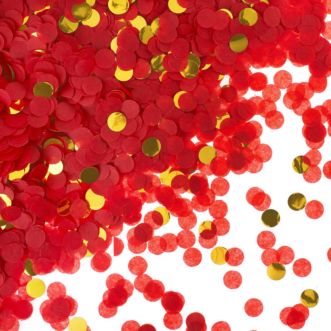 Конфетти Волна веселья "Купаж" в форме круга, цвет красно-золотой микс с эффектом металлик, 1 см, 50 г