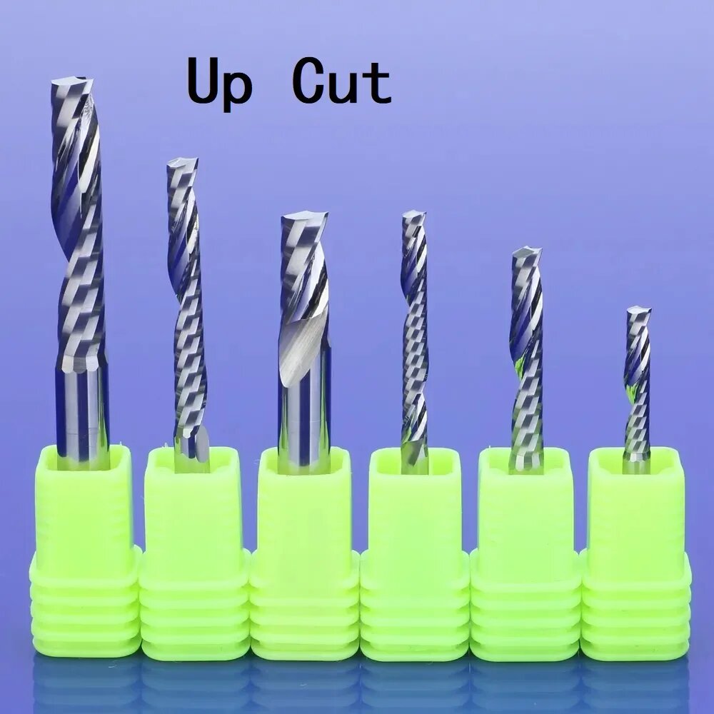 20 шт. 3,175/4/5/6 мм однофлейтовая спиральная фреза для деревообработки, инструменты с ЧПУ, фрезы для гравировки, твердосплавная концевая фреза, резка