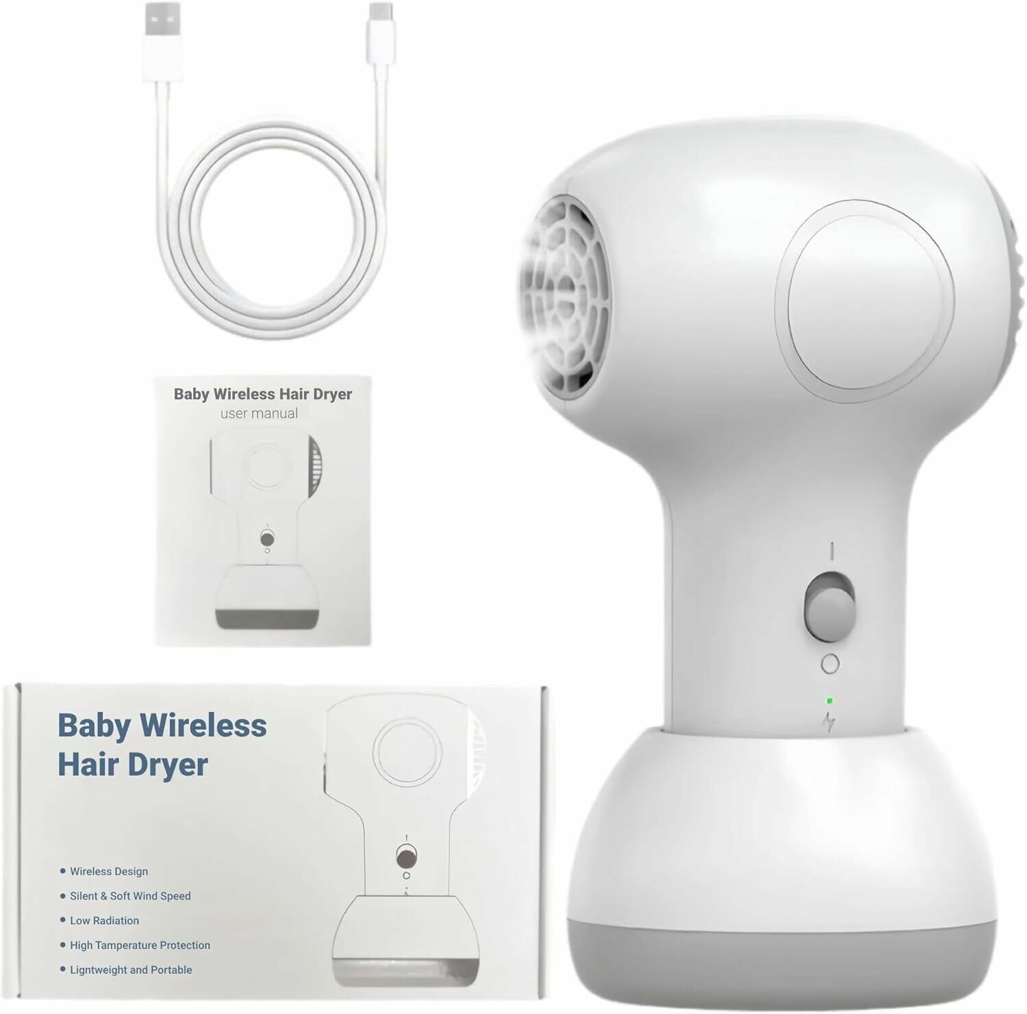 Беспроводной Фен Для Волос Для Детей: Портативный Мини-Фен Для Младенцев