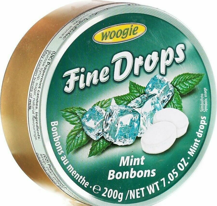 Леденцы Woogie FINE DROPS Mint Bonbons Мята 200 г (Австрия)
