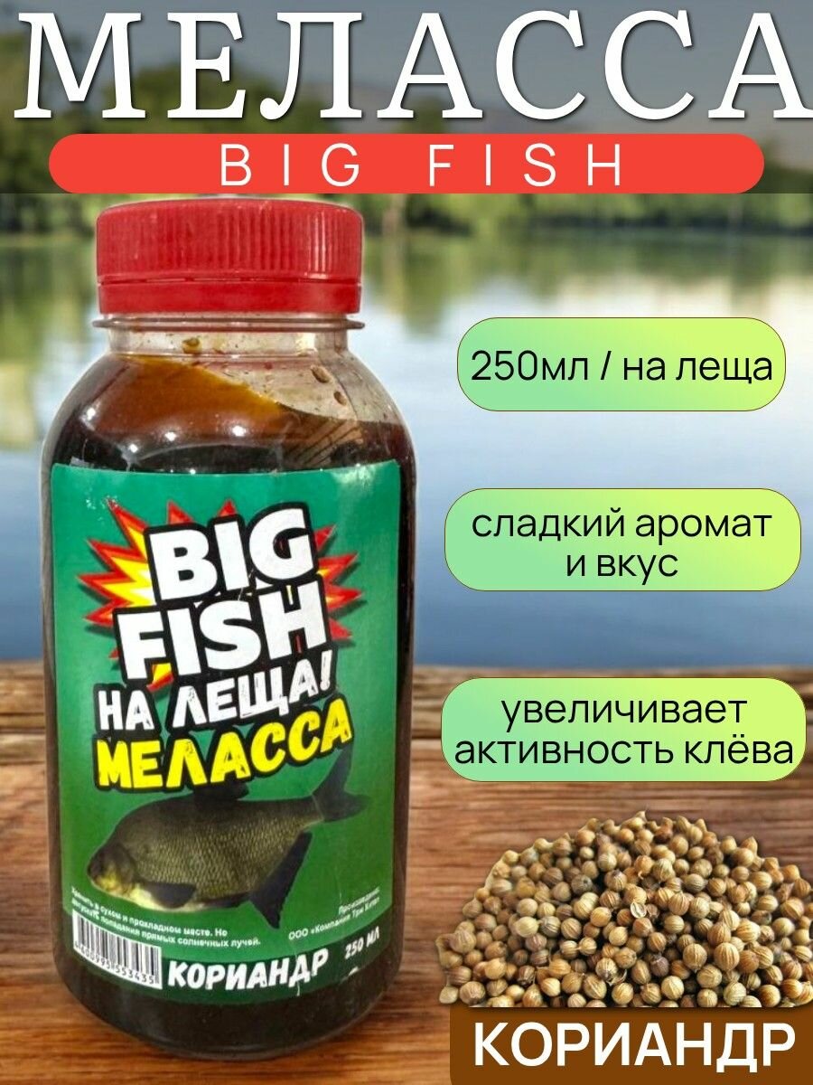 Меласса "BIG FISH" На леща - вкус "Кориандр" 250мл / активатор клева