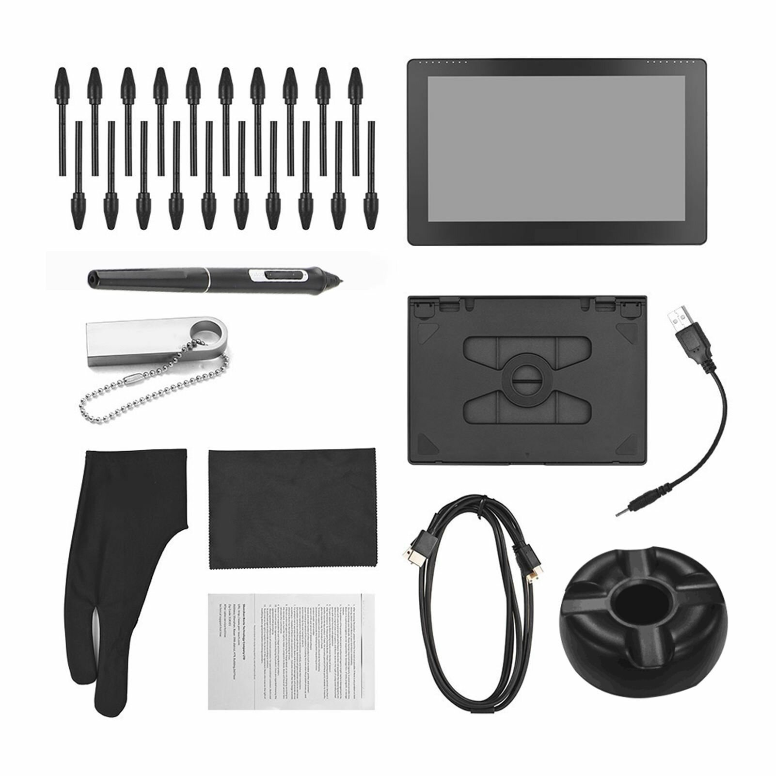 Графический планшет BOSTO 16HD 15.6 дюйма IPS с высокой четкостью 1920 * 1080, 8192 уровня давления и пером с зарядкой