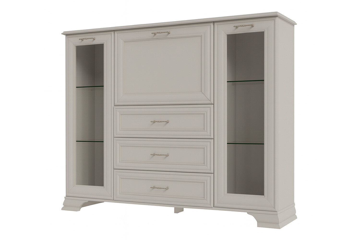 Тумба TIFFANY, персидский жемчуг, 154x125,3x37, 3 ящика, ЛДСП, цвет белый