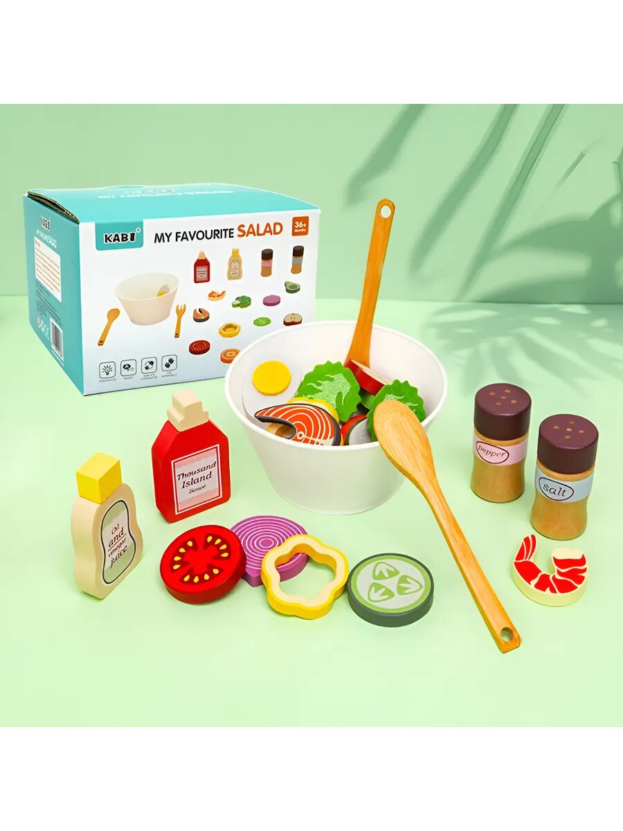 Набор "Любимый салат", детский, деревянный, для развития мелкой моторики, от 3 лет