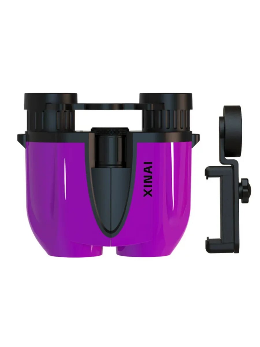 Бинокль Xinai 10x25 фиолетовый с клипсой для телефона