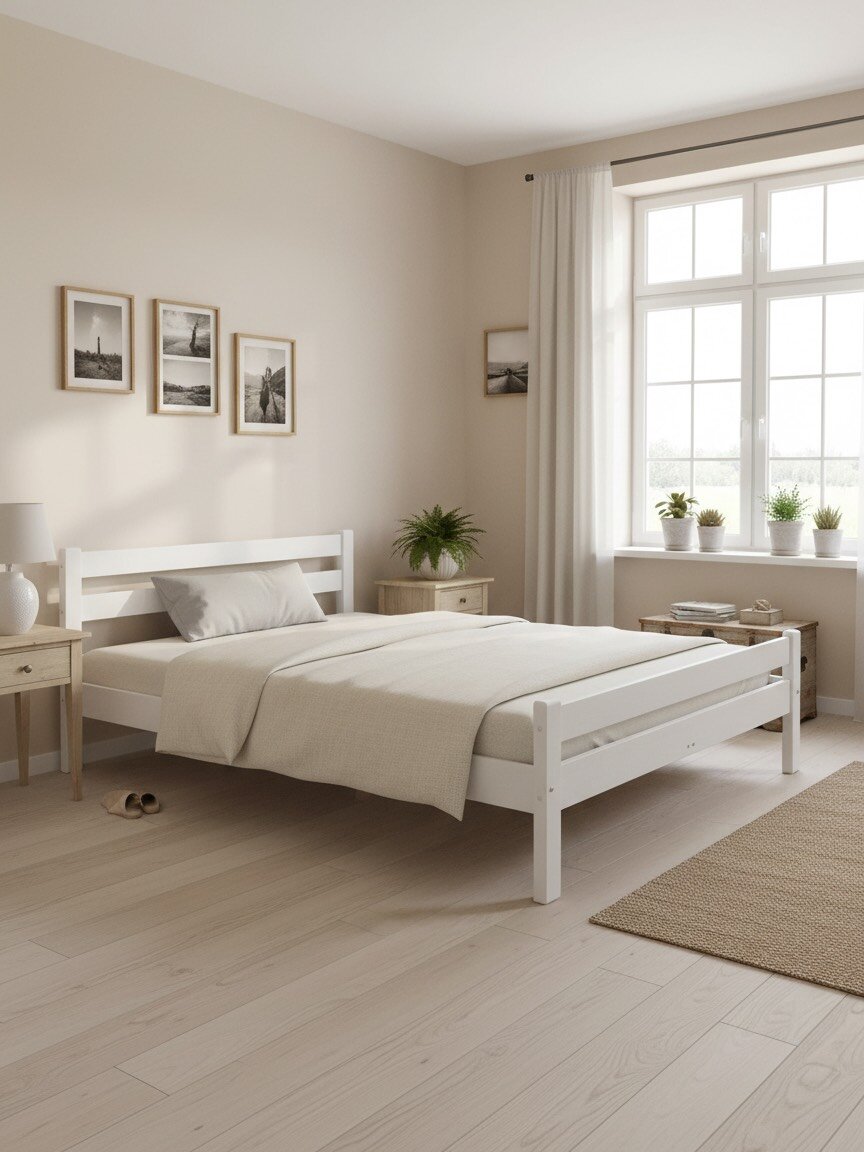 Кровать Классика 1600 х 2000 сосна, белый акриловый лак