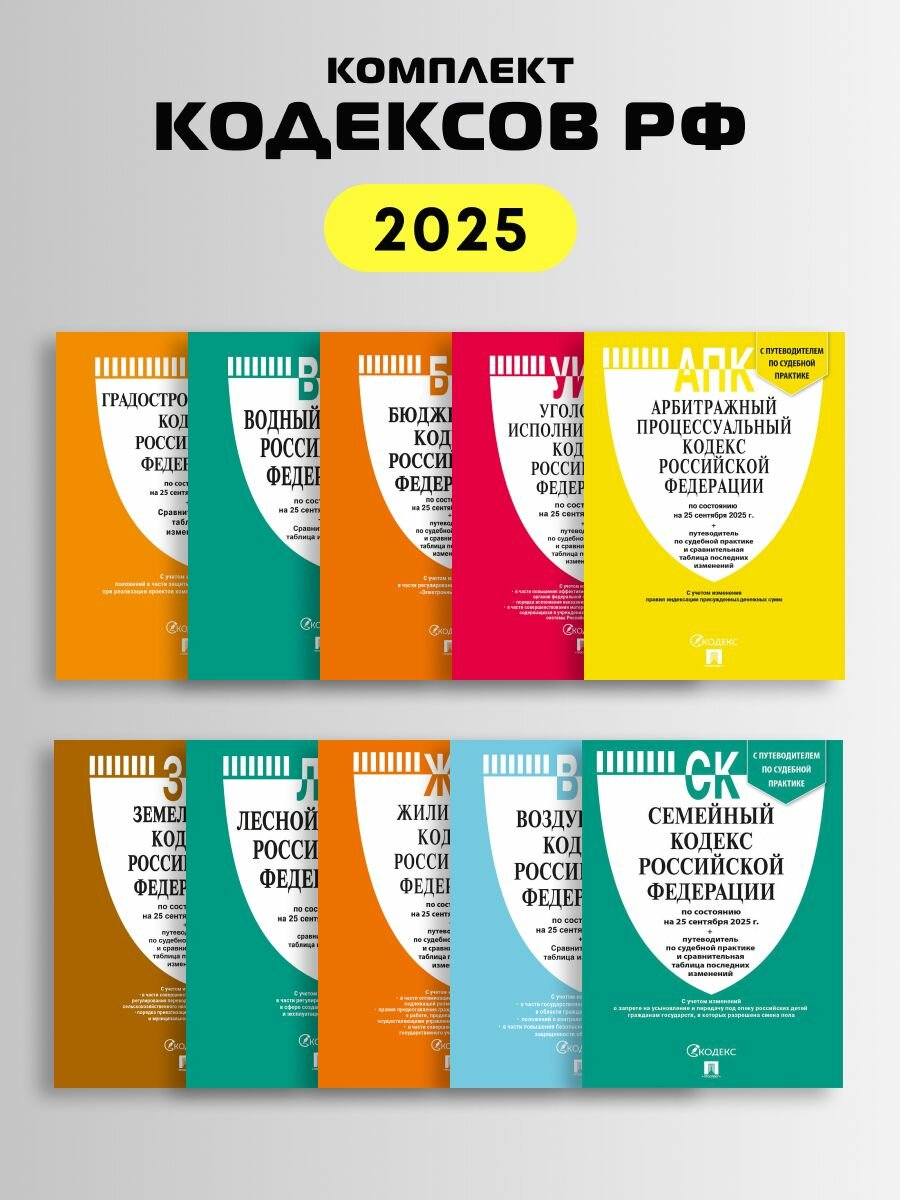 Кодексы РФ. Комплект из 10 кодексов. 2025